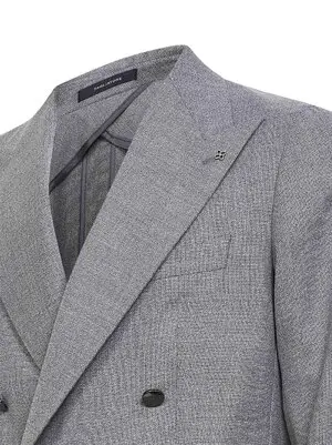 Tagliatore Silver Grey Stretch Virgin Wool Montecarlo Double-breasted Blazer