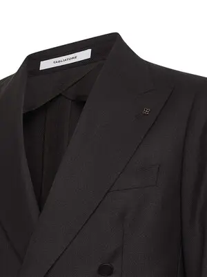 Tagliatore Dark Brown Stretch Virgin Wool Montecarlo Double-breasted Blazer - Multicolor