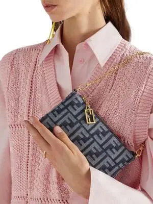 Fendi Ff Jacquard Baguette Pouch - Blue