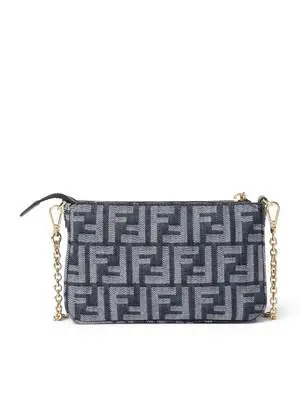 Fendi Ff Jacquard Baguette Pouch - Blue