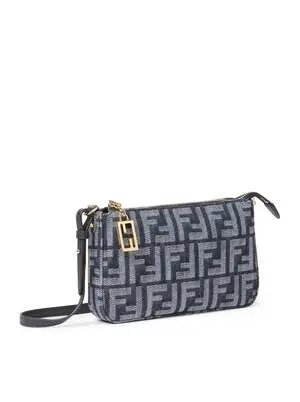 Fendi Ff Jacquard Baguette Pouch - Blue