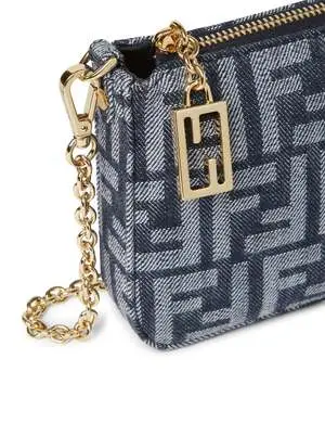 Fendi Ff Jacquard Baguette Pouch - Blue
