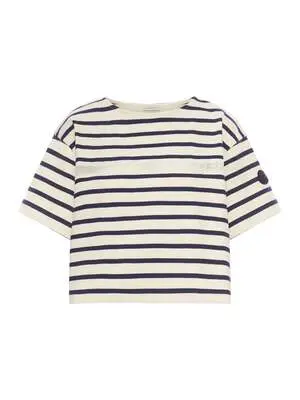 Moncler Striped Cropped T-shirt With Logo - Multicolor