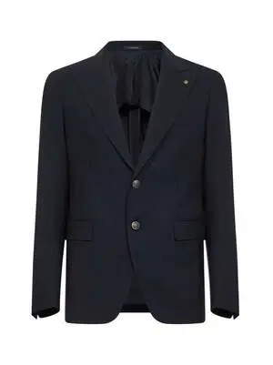 Tagliatore Blue Virgin Wool Vesuvio Single-breasted Blazer - Multicolor