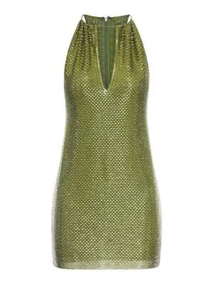 SELF-PORTRAIT Olive Rhinestone Mini Dress