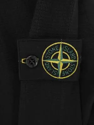 Stone Island Organic Cotton Sweater With Removable Logo Patch - Black