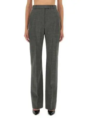 Alexander McQueen Straight Leg Wool Trousers - Gray