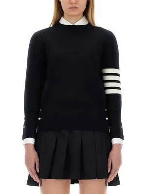 Thom Browne Milano Stitch Jersey With 4 Bars - Blue