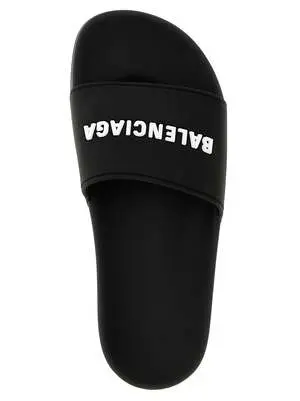 Balenciaga Pool Slides With Embossed Logo