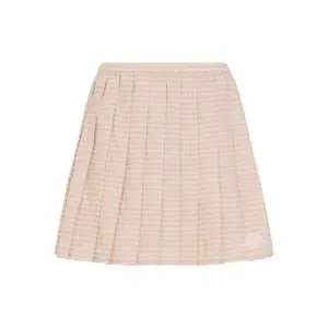 Moncler Moncler Pleated Checked Cotton Blend Skirt Multicolor