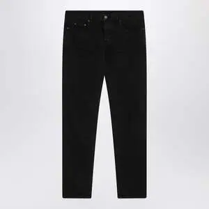 Saint Laurent Cotton Denim Jeans With Back Logo Patch - Black