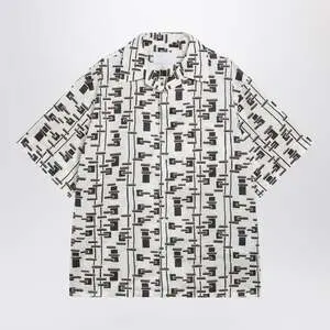 Prada Natural/burgundy Printed Silk-blend Shirt - Red