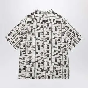 Prada Natural/burgundy Printed Silk-blend Shirt - Red