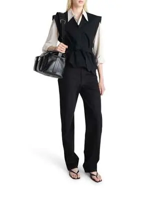 LEMAIRE Belted Cropped Denim Top - Black