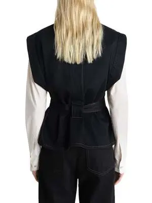 LEMAIRE Belted Cropped Denim Top - Black