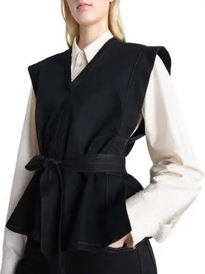 LEMAIRE Belted Cropped Denim Top - Black