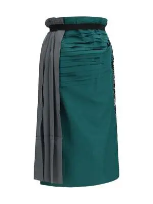 Prada Patchwork Midi Skirt With Panel Construction - Multicolor