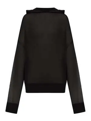 Rick Owens Semi-sheer Hooded Cashmere Knit - Black
