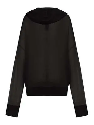 Rick Owens Semi-sheer Hooded Cashmere Knit - Black