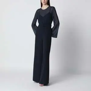 P.a.r.o.s.h Crew Neck Jumpsuit With Belt - Blue