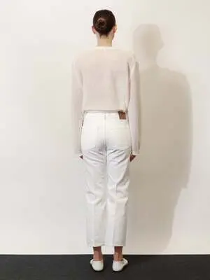 TOTEME White Denim Flared Trousers - Multicolor