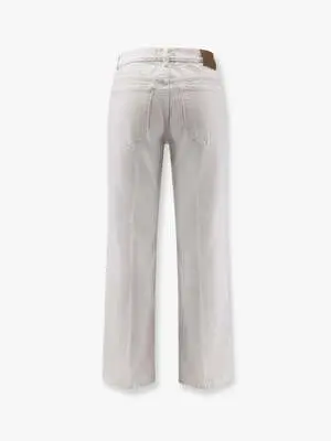 TOTEME White Denim Flared Trousers - Multicolor