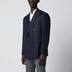 Tagliatore Double-breasted Linen Jacket - Blue
