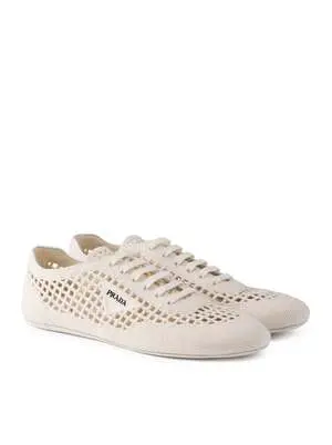 Prada Crochet Knit Sneakers - Cream