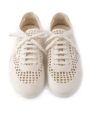 Prada Crochet Knit Sneakers - Cream