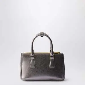 Prada Galleria Mini Chrome Patent Saffiano Bag - Gray