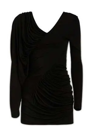 Saint Laurent Asymmetrical Ruched Dress