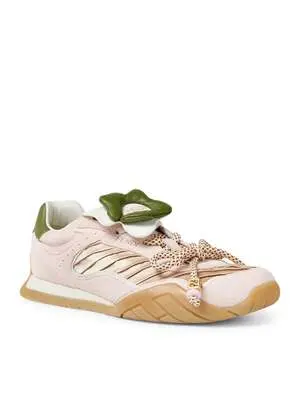 Fendi Low-top Sneakers In Pink Fabric And Suede - Multicolor