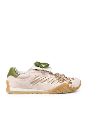 Fendi Low-top Sneakers In Pink Fabric And Suede - Multicolor