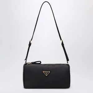 Prada Prada Satin Pouch With Enamel Triangle Logo Black