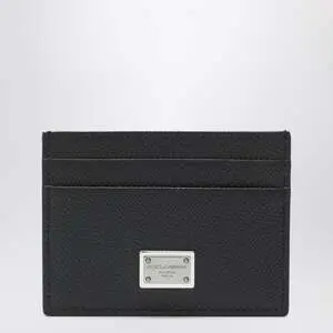 Dolce & Gabbana Dauphine Leather Card Holder With Logo Plaque - Black
