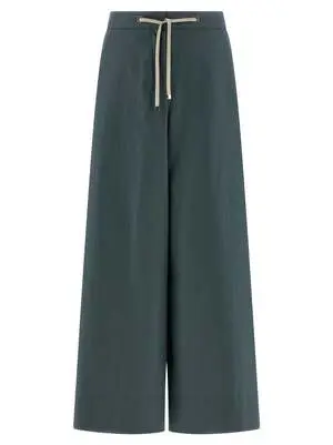 Max Mara S Mmgufo' Cotton Poplin Wide Leg Pants - Blue