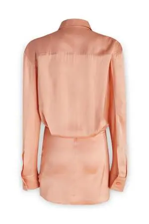Off-White Button-up Shirt Dress With Knot Detailing
