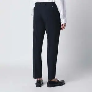 PT TORINO Navy Wool-blend Trousers