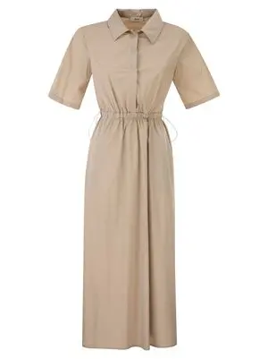 Herno HERNO Light Stretch Nylon Shirt Dress With Drawstring Waist Cream