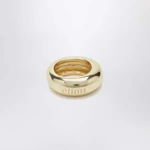 Éliou Amaya Gold Tone Metal Ring With Engraved Logo - Silver