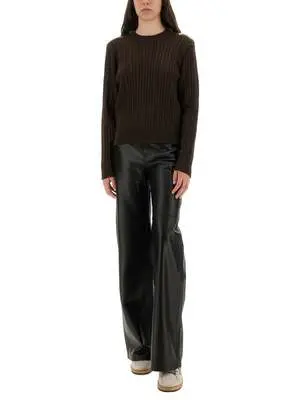 GOLDEN GOOSE Wool Sweater With Button Detail - Brown