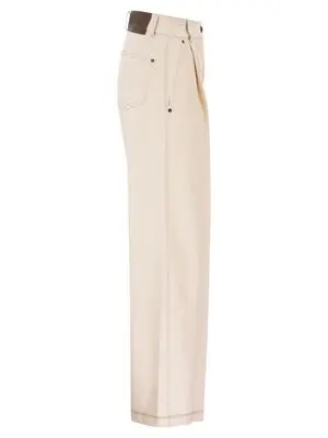 Max Mara Wide-leg Denim-effect Jersey Trousers - Cream