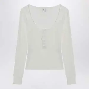 Chloé Cotton Jersey Henley Top With Logo Detail