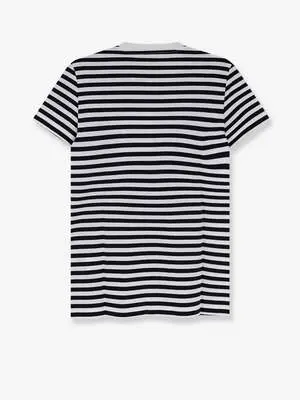 Max Mara Striped Cotton T-shirt With Embroidered Logo - Multicolor