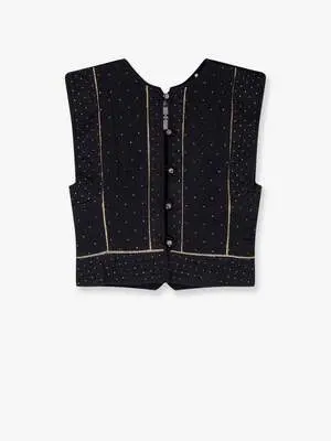 Isabel Marant Étoile Padded Quilted Vest With Lurex Trim - Black