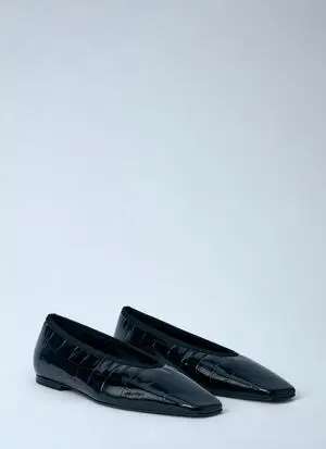 TOTEME Croc-embossed Leather Ballerina Flats