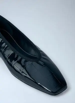 TOTEME Croc-embossed Leather Ballerina Flats