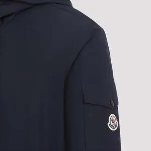Moncler Hooded Zip-up Jacket With Logo Detail - Blue