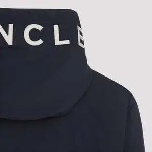 Moncler Hooded Zip-up Jacket With Logo Detail - Blue