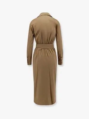 Max Mara Cotton Blend Draped V-neck Dress - Multicolor